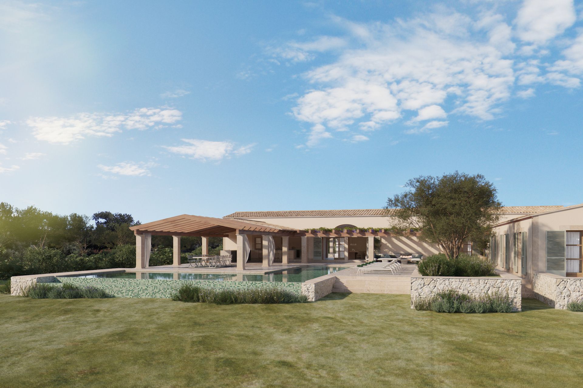 Building plot near to Santanyi with unique project for a single-level finca with large pool-purchase