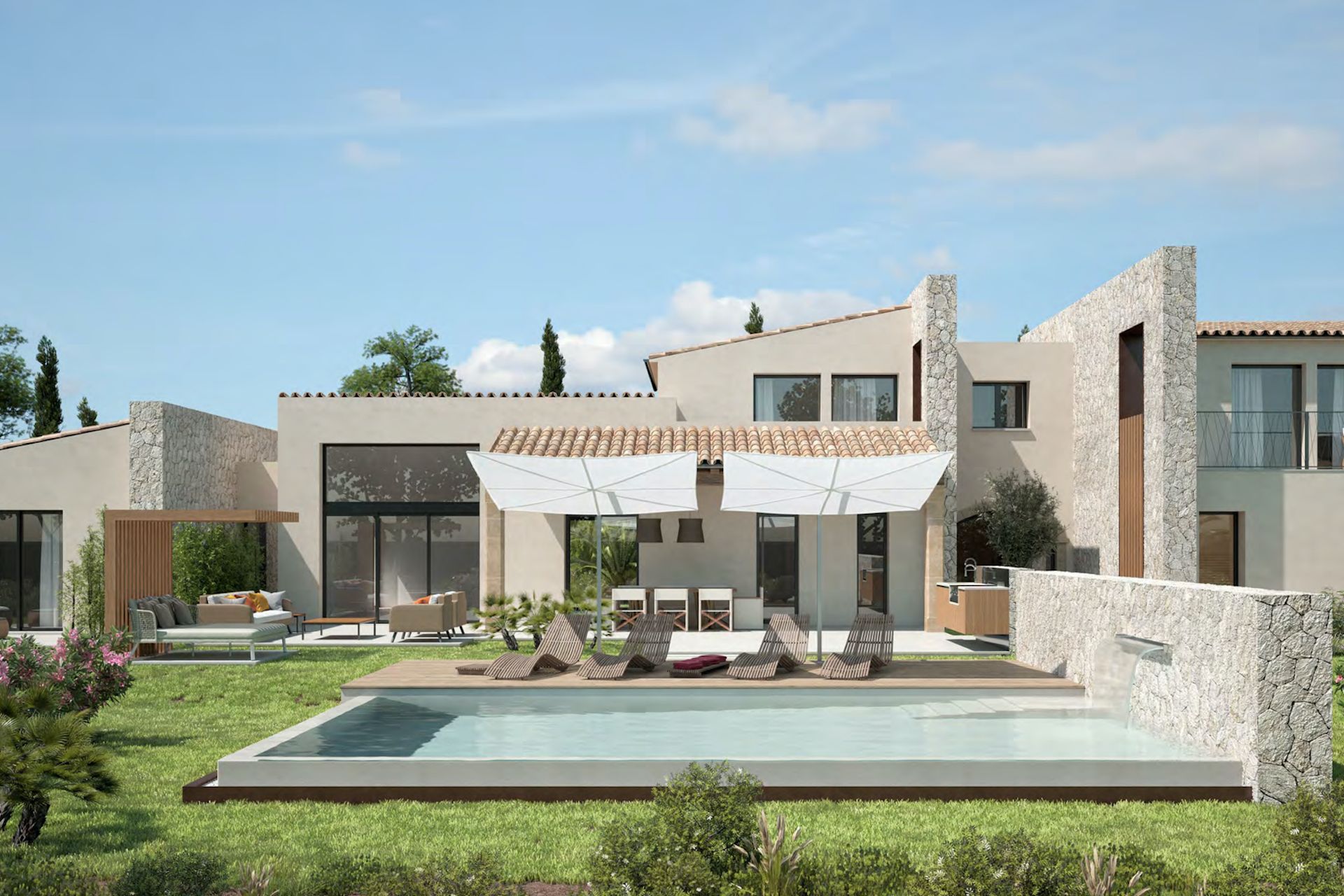 Modern finca-project with infinity-pool on an absolutely tranquil plot of land between Llucmajor ...