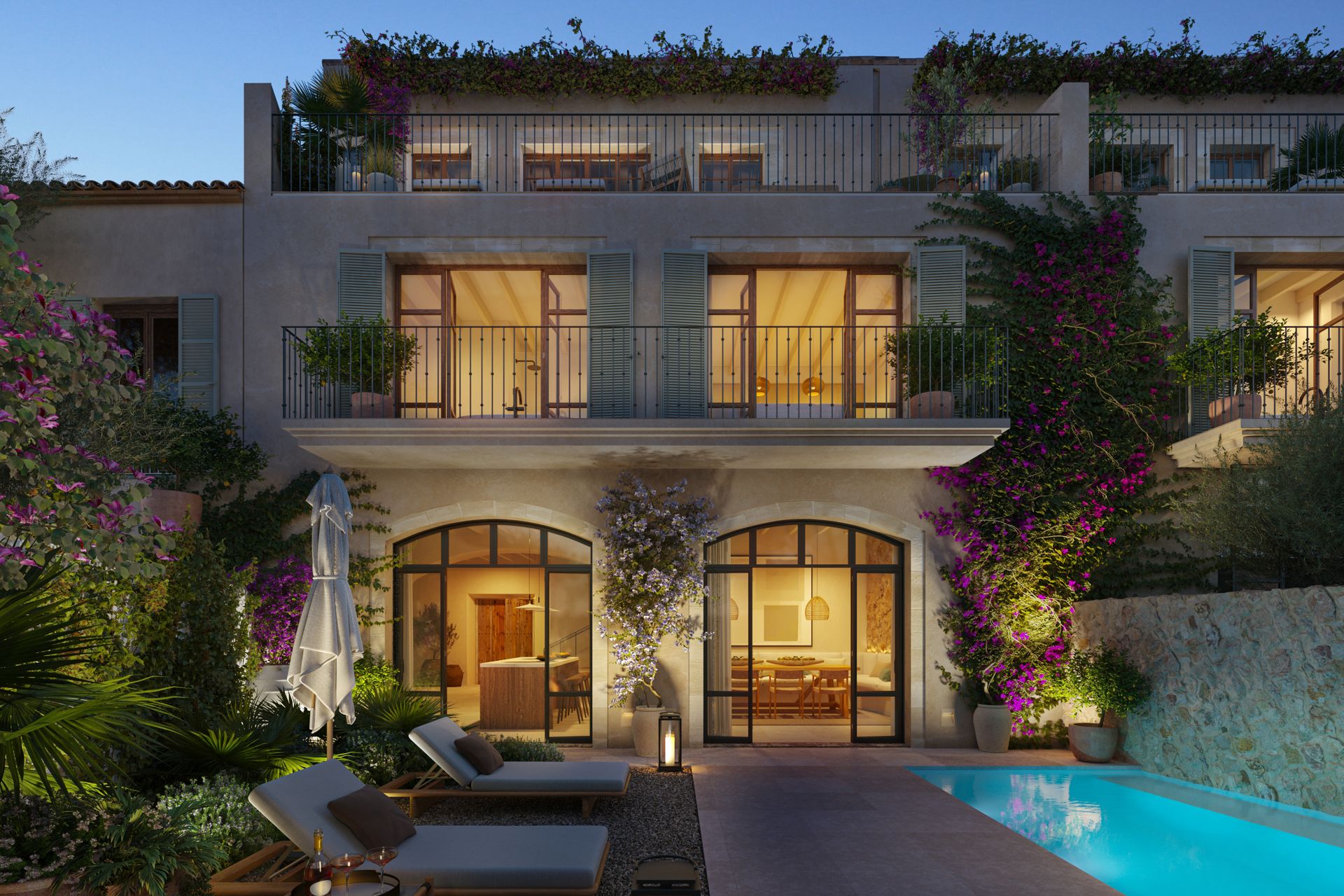 High-quality townhouse with pool and far-reaching views in Santa Maria ...